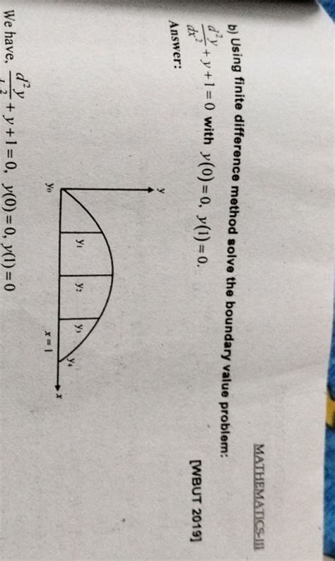 Mathematics Iii B Using Finite Difference Method Solve The Boundary Valu