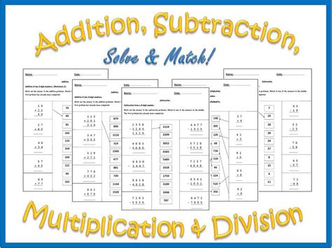 Addition Subtraction Multiplication And Division Worksheets
