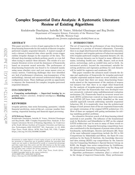 Complex Sequential Data Analysis A Systematic Literature Review Of