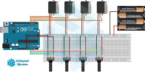 Potansiyometre Ile 4 Adet Servo Motor Kontrollü Robotik Kol