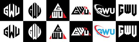 Gwu Letter Logo Design In Six Style Gwu Polygon Circle Triangle Hexagon Flat And Simple