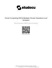 Cloud Computing MCQ Multiple Choice Questions And Answers For Course Hero