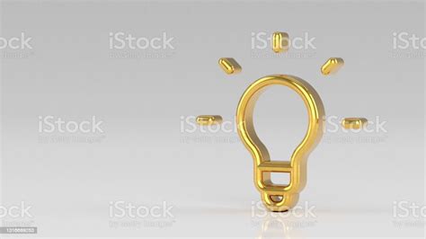 회색 흰색 배경에 격리 된 금 전구 기호 전구 램프는 창의적인 혁신 아이디어를 생성합니다 미니멀 한 개념 밝은 아이디어 개념 고립 된 램프 3d 일러스트레이션 3차원 형태에
