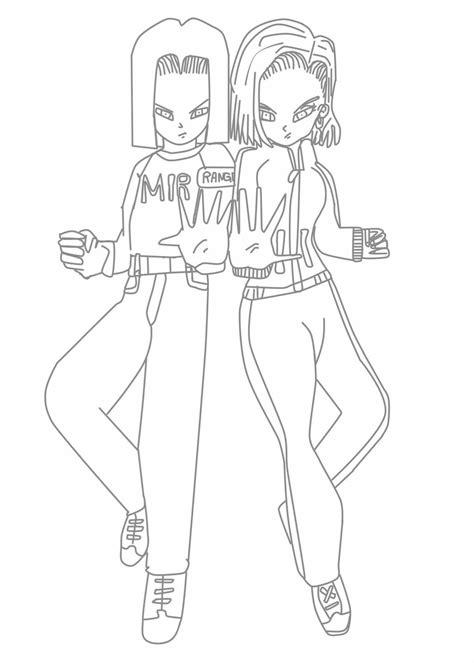 Android 17 And Android 18 Lineart By Kevineduardhg On Deviantart