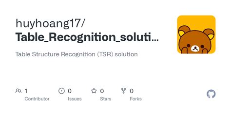 Github Huyhoang Table Recognition Solution Table Structure Recognition Tsr Solution