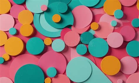 Vibrant Abstract Composition Overlapping Circles In Various Colors Including Pink Blue Green