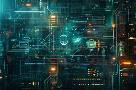 A Digital Rendering Of An Abstract Cybersecurity Network With Digital Locks Shields And