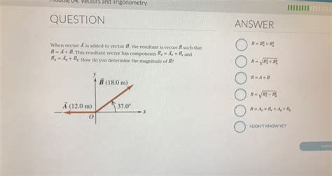 Solved Uuul Vectors And Trigonometry QUESTION ANSWER When Chegg Com