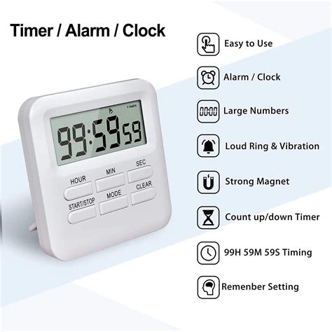 Digital Timer With 3 In 1 Clockalarm Clock Function Magnetic Kitchen