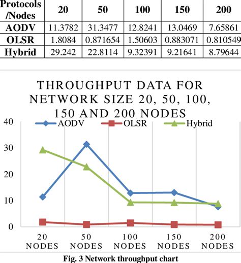 Throughput Data For Network Sizes 20 50 100 150 And 200 Nodes Download Scientific Diagram