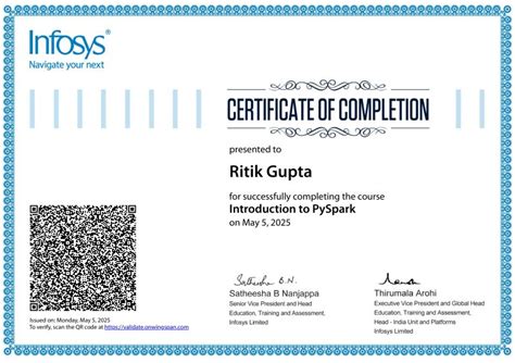 Infosys Pyspark Bigdata Learningjourney Professionalgrowth Ritik