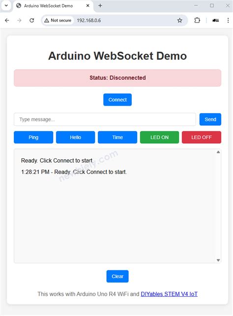Arduino Uno R4 Wifi Websocket Server Real Time Communication