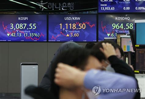코스피 기관·외국인 매도에 3100선 아래로종합 나무뉴스
