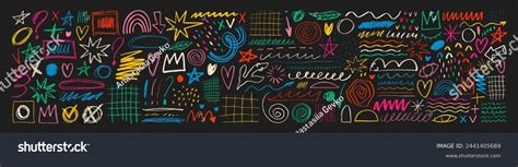 다채로운 손 그린 다양한 낙서 모양 스톡 벡터로열티 프리 2441405689 Shutterstock