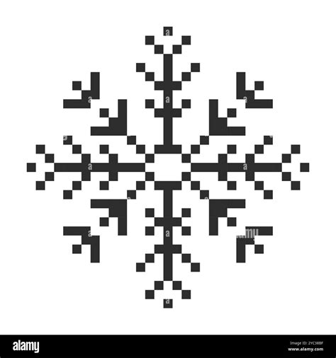 Pixel Snowflake Winter Retro Pixilated 8 Bit Game Stamp Holiday Flake Ornament Simple Crystal