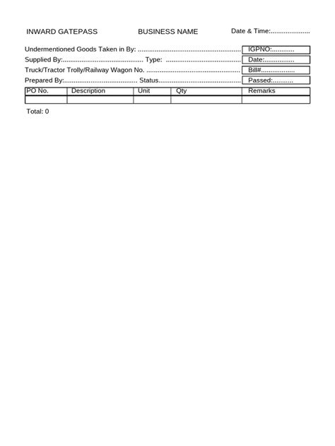 Gate Pass Format In Pdf For Companies Office Businesses Etc Pdf