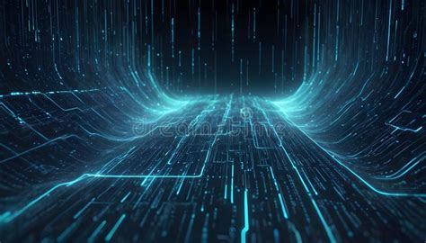 A Digital Abstract Landscape Of Glowing Blue Lines Resembling A Futuristic Circuit Board Or A