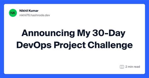 Nikhil Kumar On Linkedin Announcing My 30 Day Devops Project Challenge
