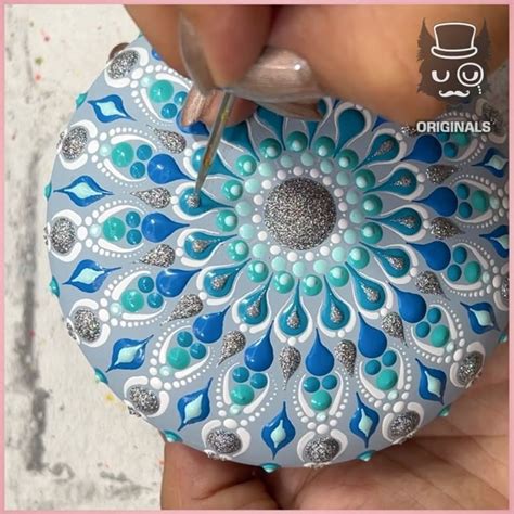 Pastel Color Dot Art Mandala Rock Painting Mandala Stones Mandala