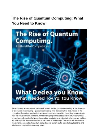 PPT The Rise Of Quantum Computing What You Need To Know PowerPoint Presentation ID