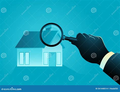 Man Using Magnifying Glass Inspecting A House Stock Vector Illustration Of Look Equity 261448514