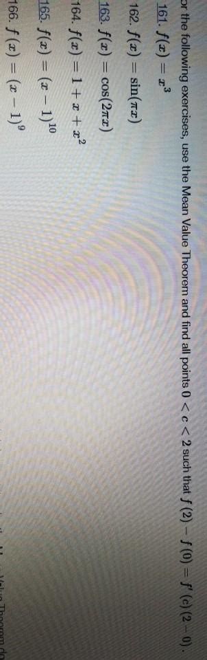 Solved Or The Following Exercises Use The Mean Value Chegg Com