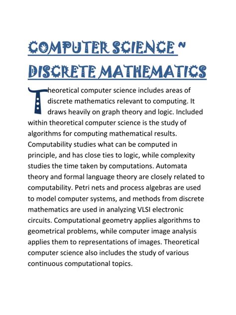 Computer Science Discrete Mathematics Pdf Discrete Mathematics Theoretical Computer Science