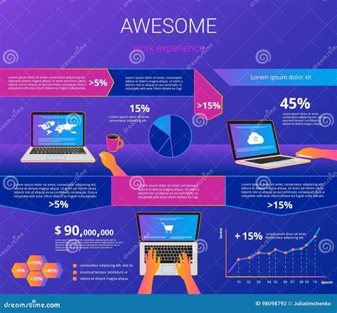infographic visualization of laptop usability stock vector