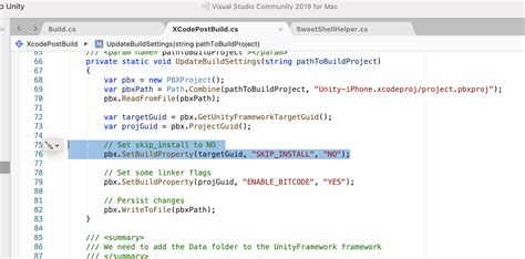 On Ios Unity Project Skipinstall Build Property Is Set To No But It