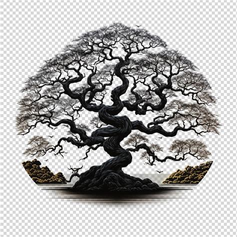 Premium Psd Oak Tree Roots Silhouette Isolated