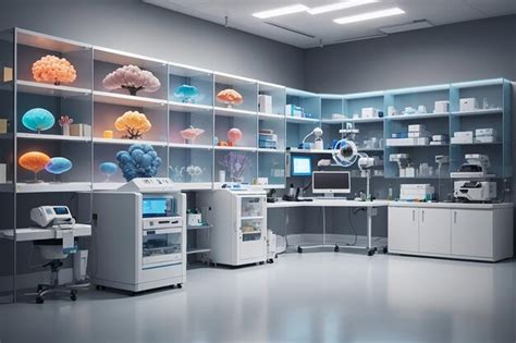 Premium Photo Showcase A Corner Of The Lab Dedicated To Neuroscience With Brain Models And EEG