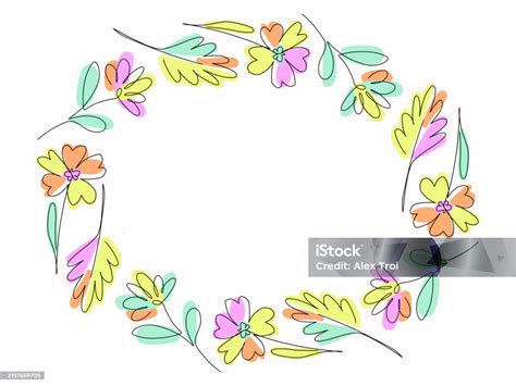 벡터 절연 라운드 플라워 프레임 파스텔 웨딩 식물 테두리 타원형 한 줄 초대장 템플릿 꽃 카드 0명에 대한 스톡 벡터 아트 및 기타 이미지 Istock