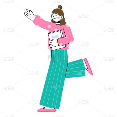 手绘 奔跑人物形象贴纸 老师