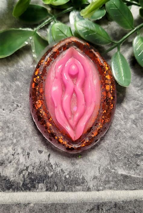 Bold Glitter Vulva Resin Art Body Positive Feminist Sculpture Queer Home Decor Handmade