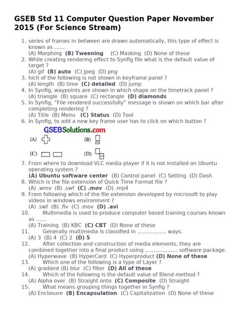 Gseb Std 11 Computer Question Paper November 2015 Pdf Typefaces Text File