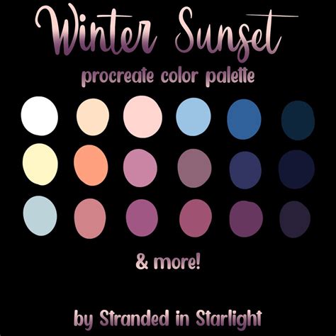 Winter Sunset Procreate Color Palette Etsy
