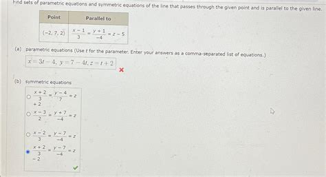 Solved Find Sets Of Parametric Equations And Symmetric