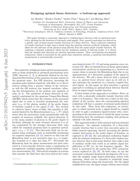 Pdf Designing Optimal Linear Detectors A Bottom Up Approach