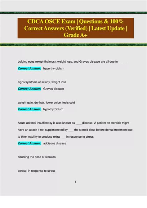 Cdca Osce Exam Questions And 100 Correct Answers Verified Latest Update Gradea Cdca