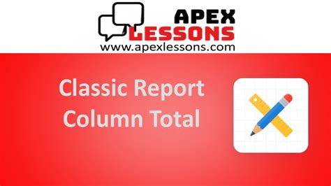 classic report column total oracle apex youtube