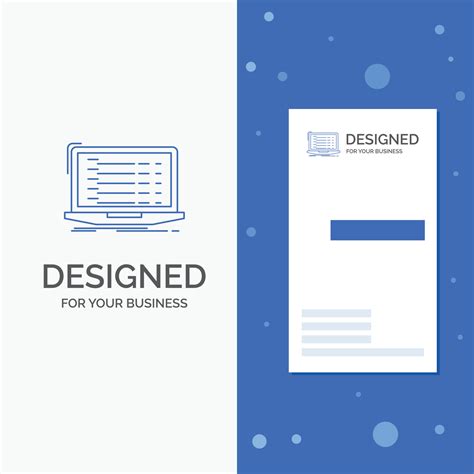 Business Logo For Api App Coding Developer Laptop Vertical Blue Business Visiting Card