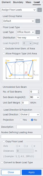 assign floor loads midas support