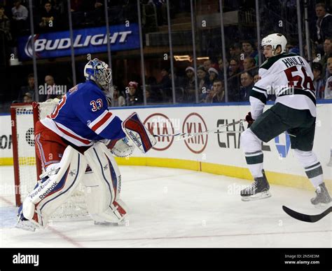 Minnesota Wilds Erik Haula Right Gets Tangled Up With New York
