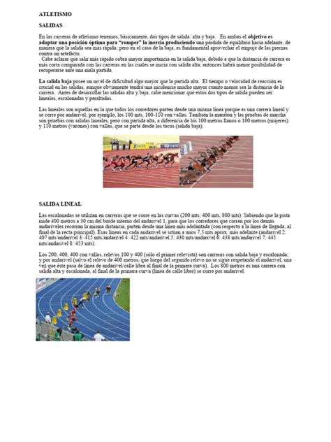 Atletismo Tipos De Salidas Pdf Deporte Del Atletismo