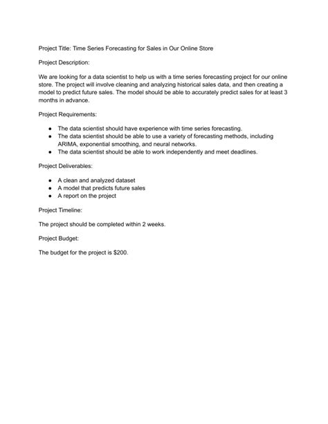 Time Series Forecasting Project For Online Store Sales