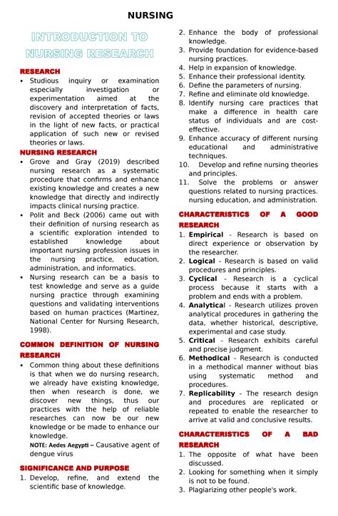 Nursing Research 1 Lecture Introduction To Nursing Research Research