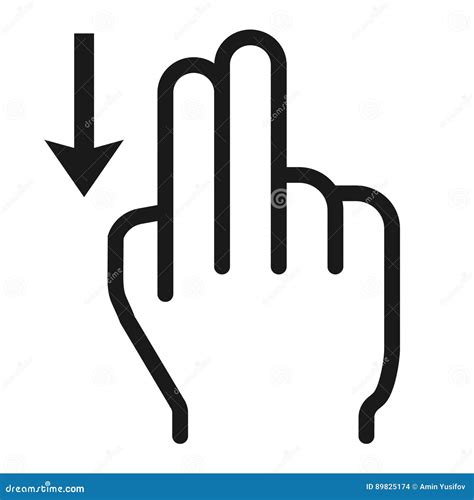 2 Finger Swipe Down Line Icon Touch And Gesture Stock Vector Illustration Of Drag Outline