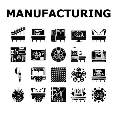 Manufacturing Industry Factory Icons Set Vector 28086435 Vector Art At Vecteezy