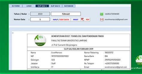 Aplikasi Excel Cetak Slip Gaji ExcelManiacs