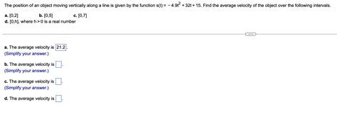 solved the position of an object moving vertically along a